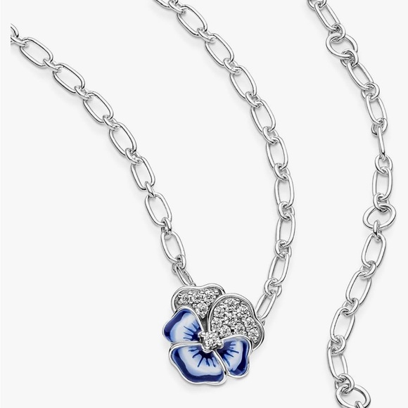 Pandora | Jewelry | Pandora Blue Pansy Flower Necklace Brand New | Poshmark
